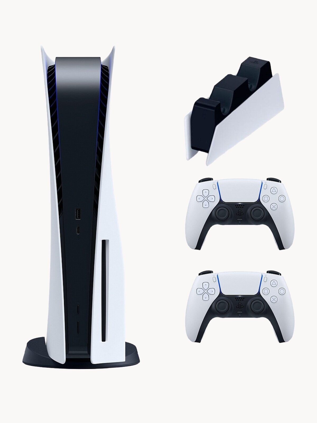 Игровая приставка Sony PlayStation 5 Slim, с дисководом, 1 ТБ + два геймпада + зарядная станция + евро переходник