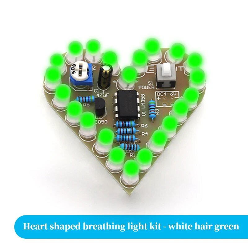 Heart Breathing Light Kit - White Hair Green