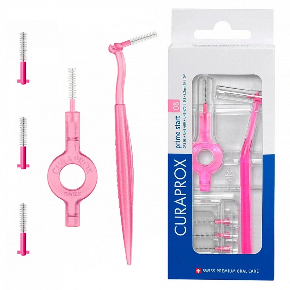 Набор межзубных ершиков с держателем Curaprox CPS 08 (0,8 мм), 5 шт