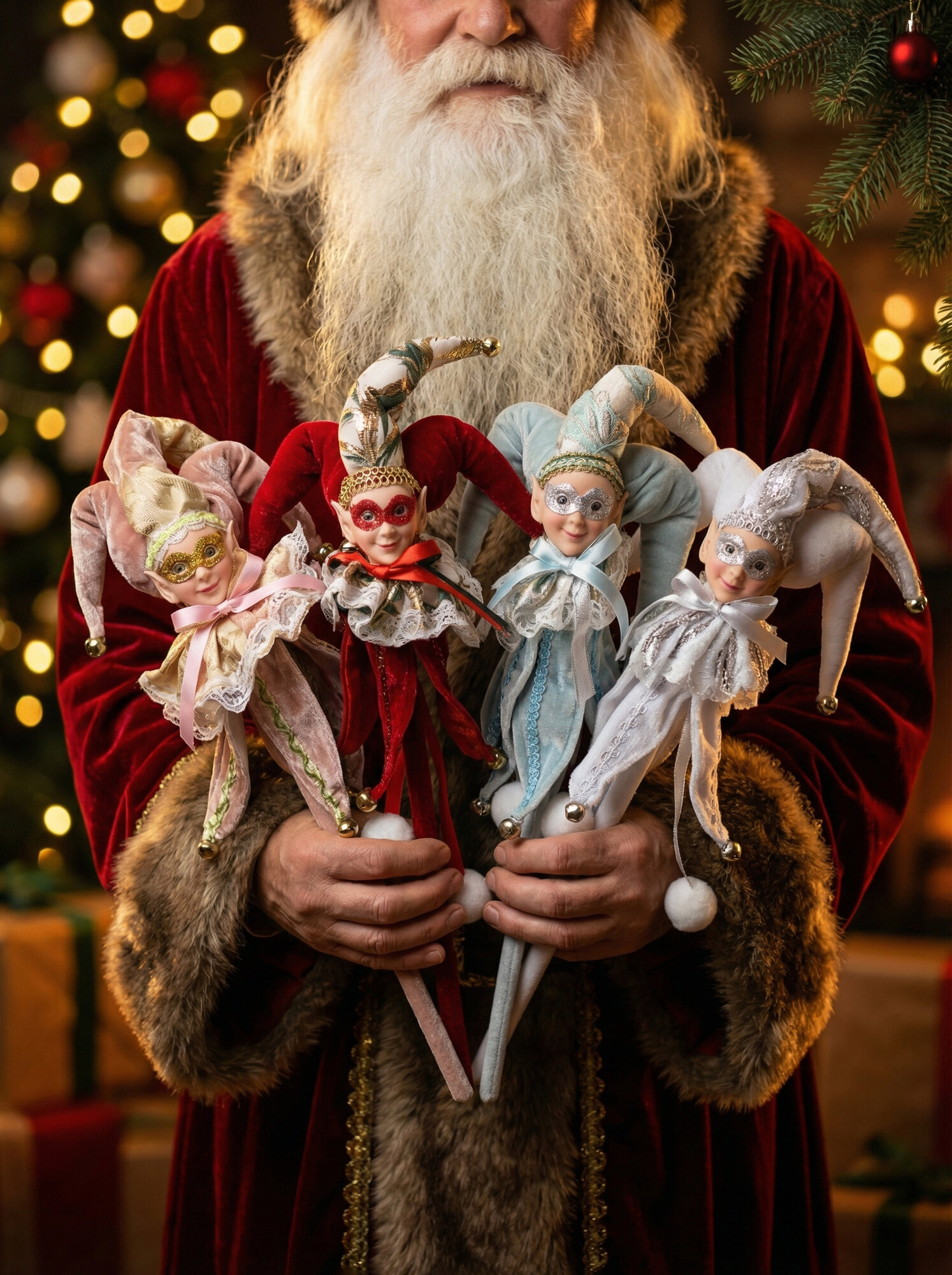 Новогоднее украшение для ёлки и декора-Рождественский эльф на ёлку, комплект 4 шт, 55 см