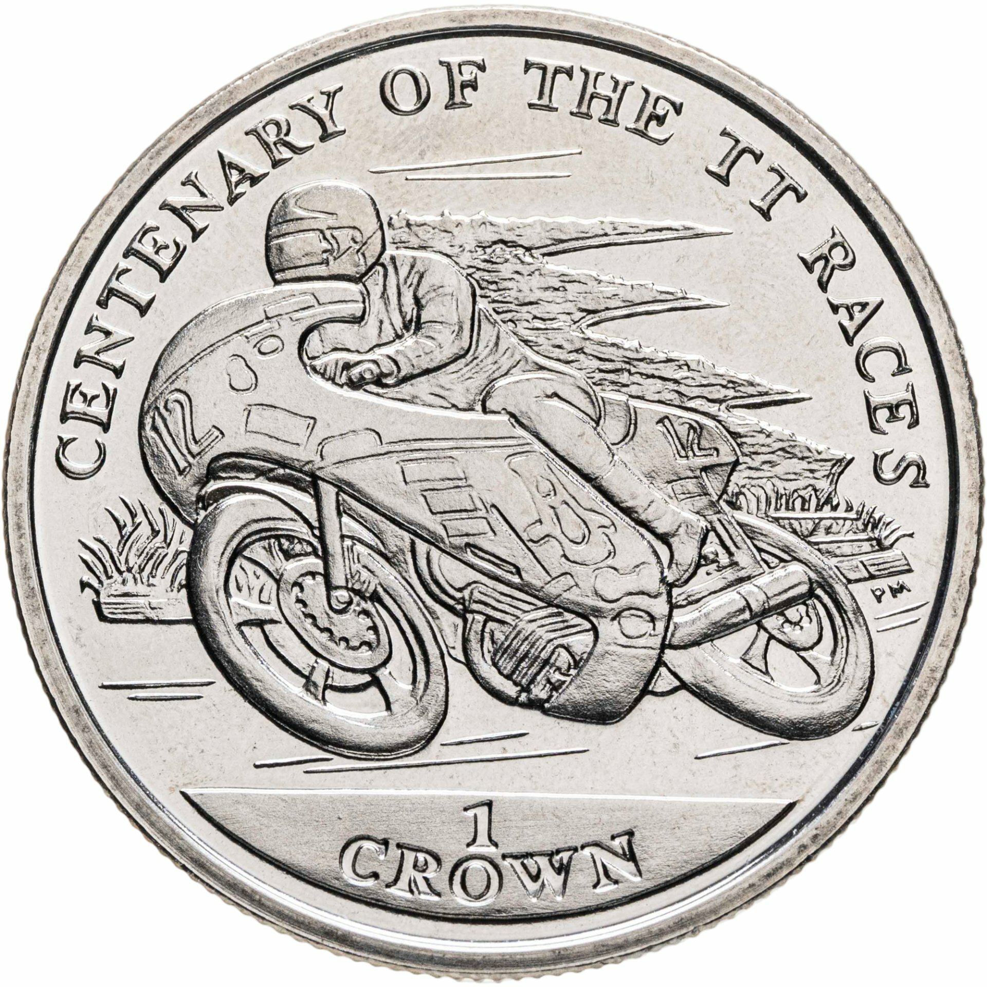 Остров Мэн 1 крона crown 2007 "100 лет Мотогонкам "Tourist Trophy", Мельхиор медь-никель, в сохранности BUNC