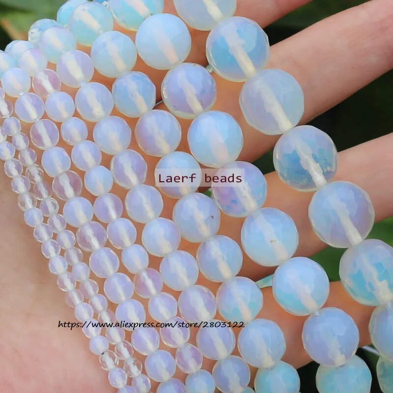 Белый опал лаerf beads бусины Faceted 4mm