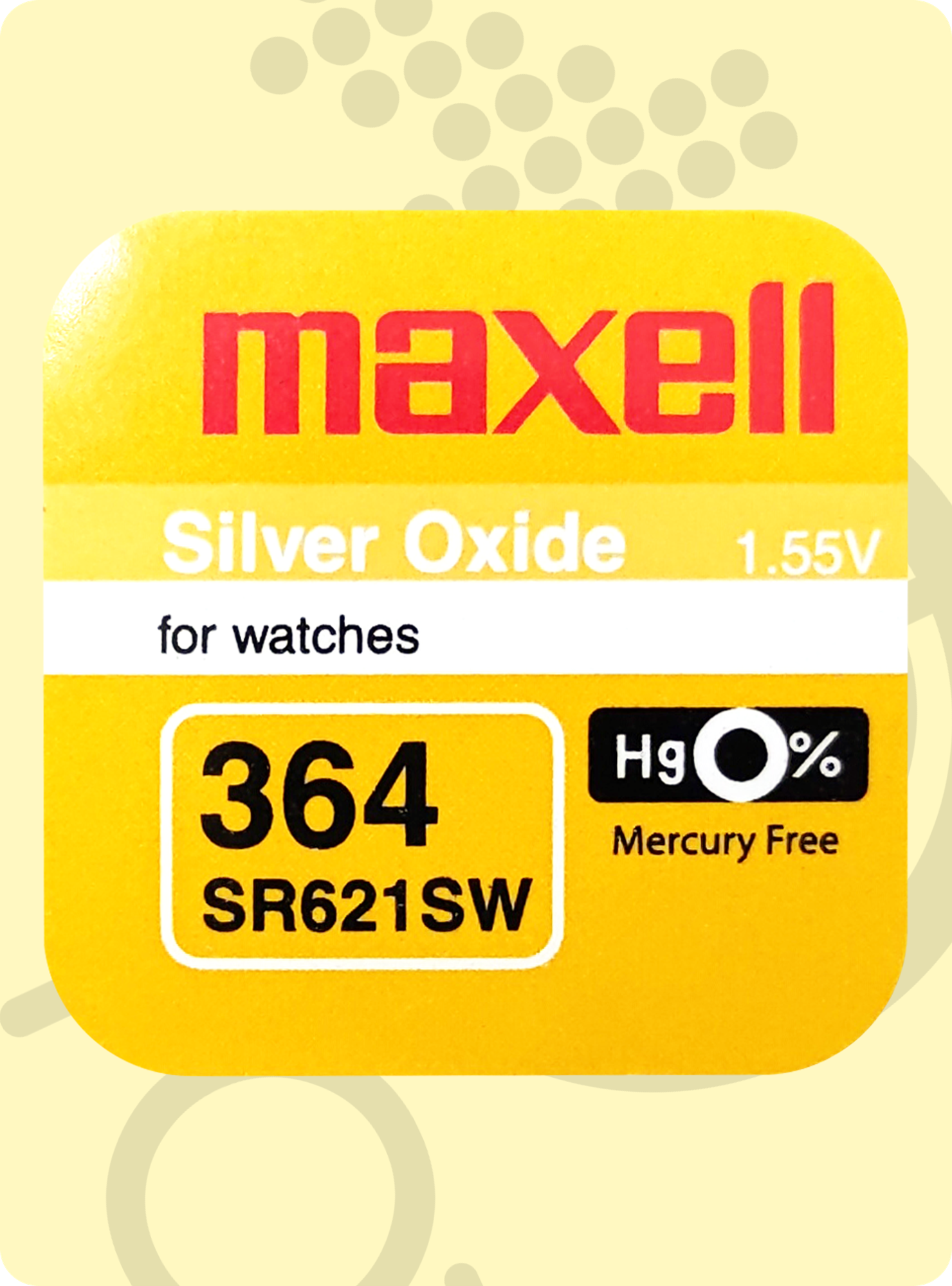 Maxell 364 (SR621SW) | 1.55 Вольт, Оксид Серебра (silver oxide) батарейка - 1шт.