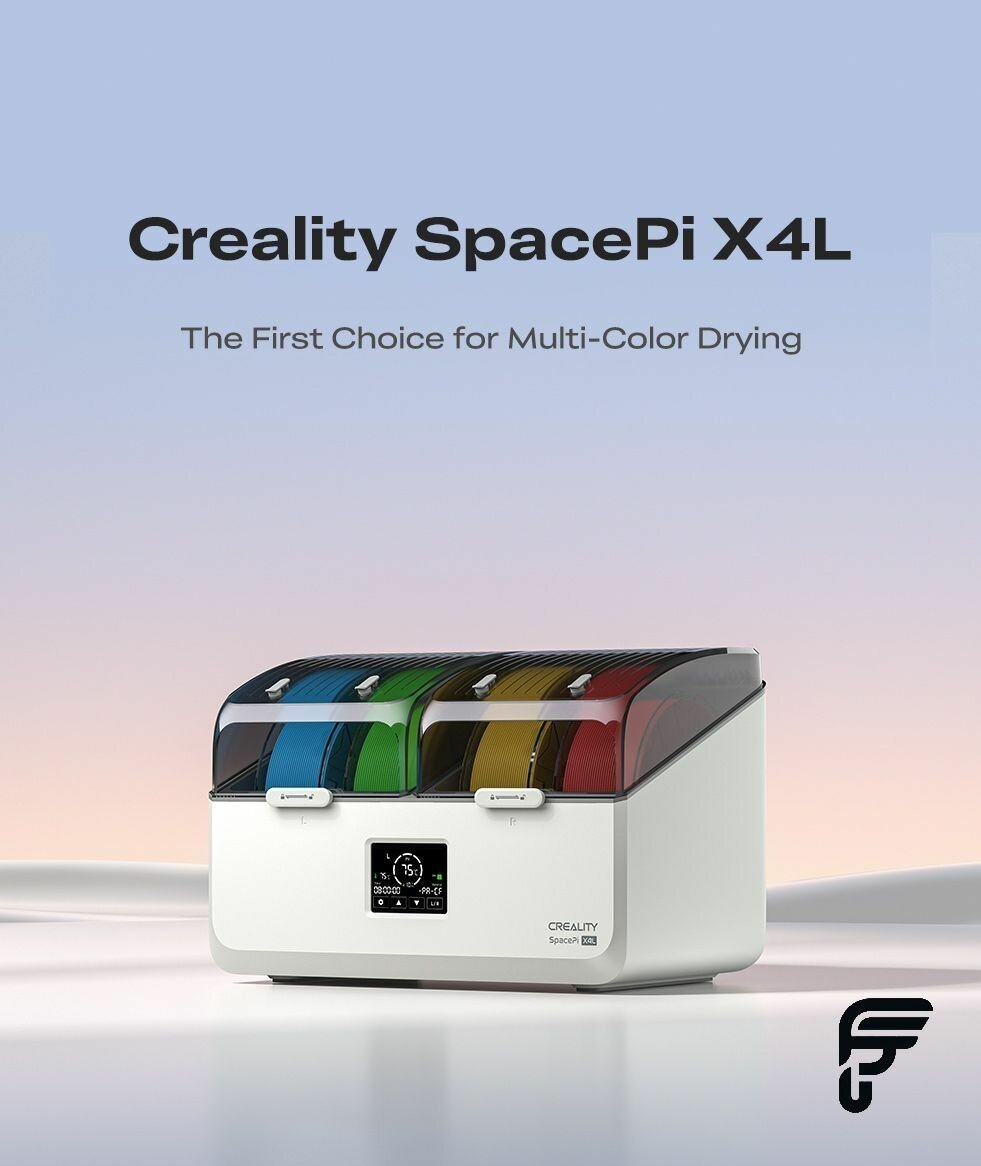3D-принтер. Сушилка для филамента Creality spacePi X4L, 2 независимые камеры нагрева, для 4 катушек, LCD дисплей, нагрев до 75 C, для PLA, ABS, PETG, нейлона