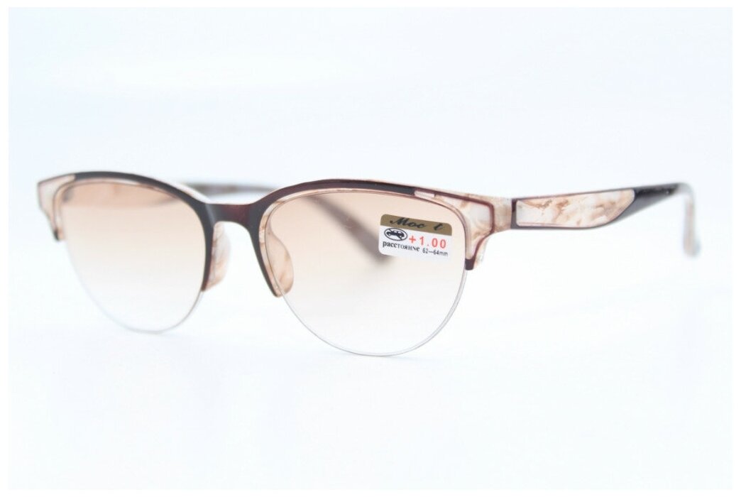 Готовые очки для зрения мост с тонированными линзами (коричневые)