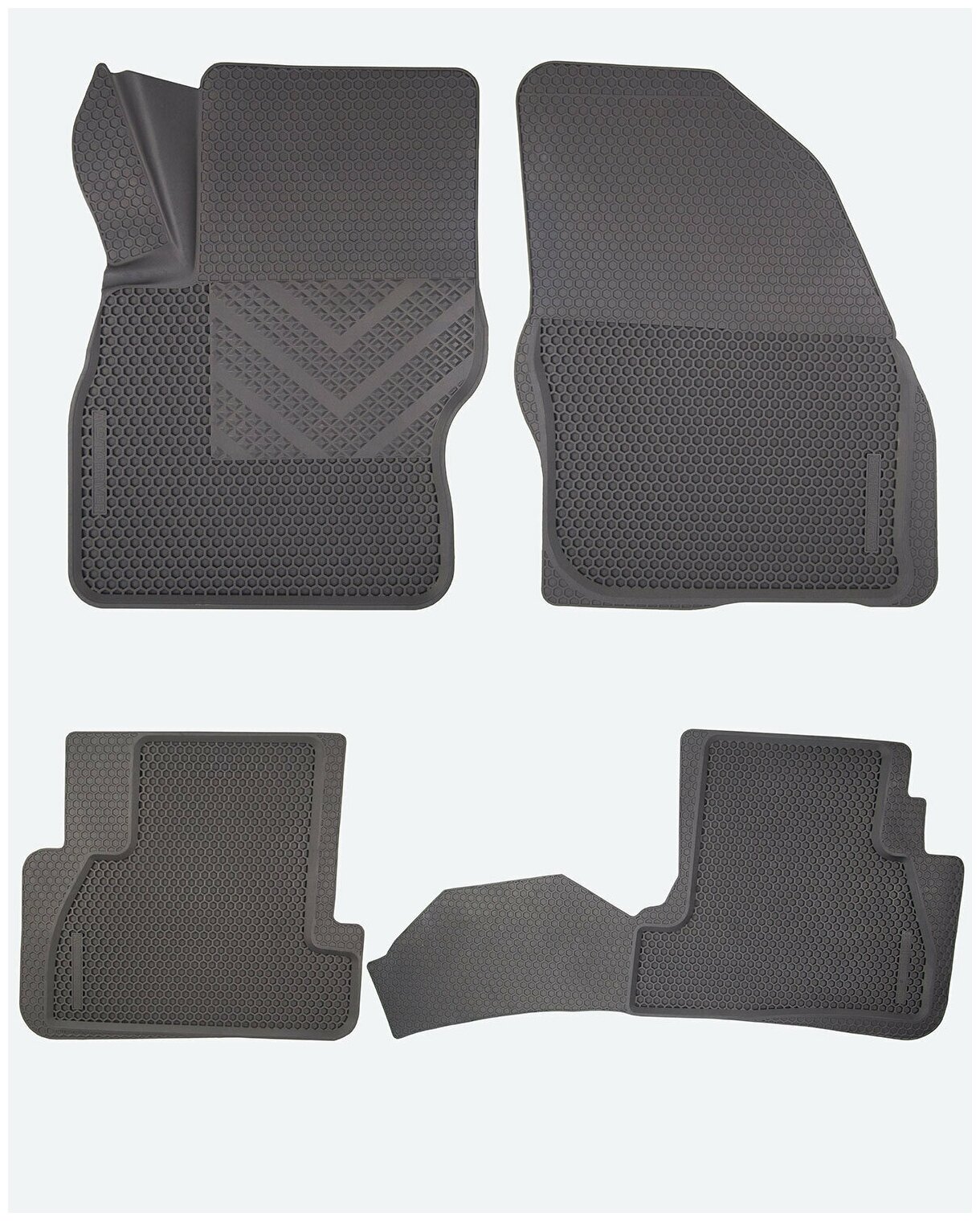 Коврики Автодрайвер для Ford Focus Форд Фокус 2 2004-2011 резиновые с бортом, соты