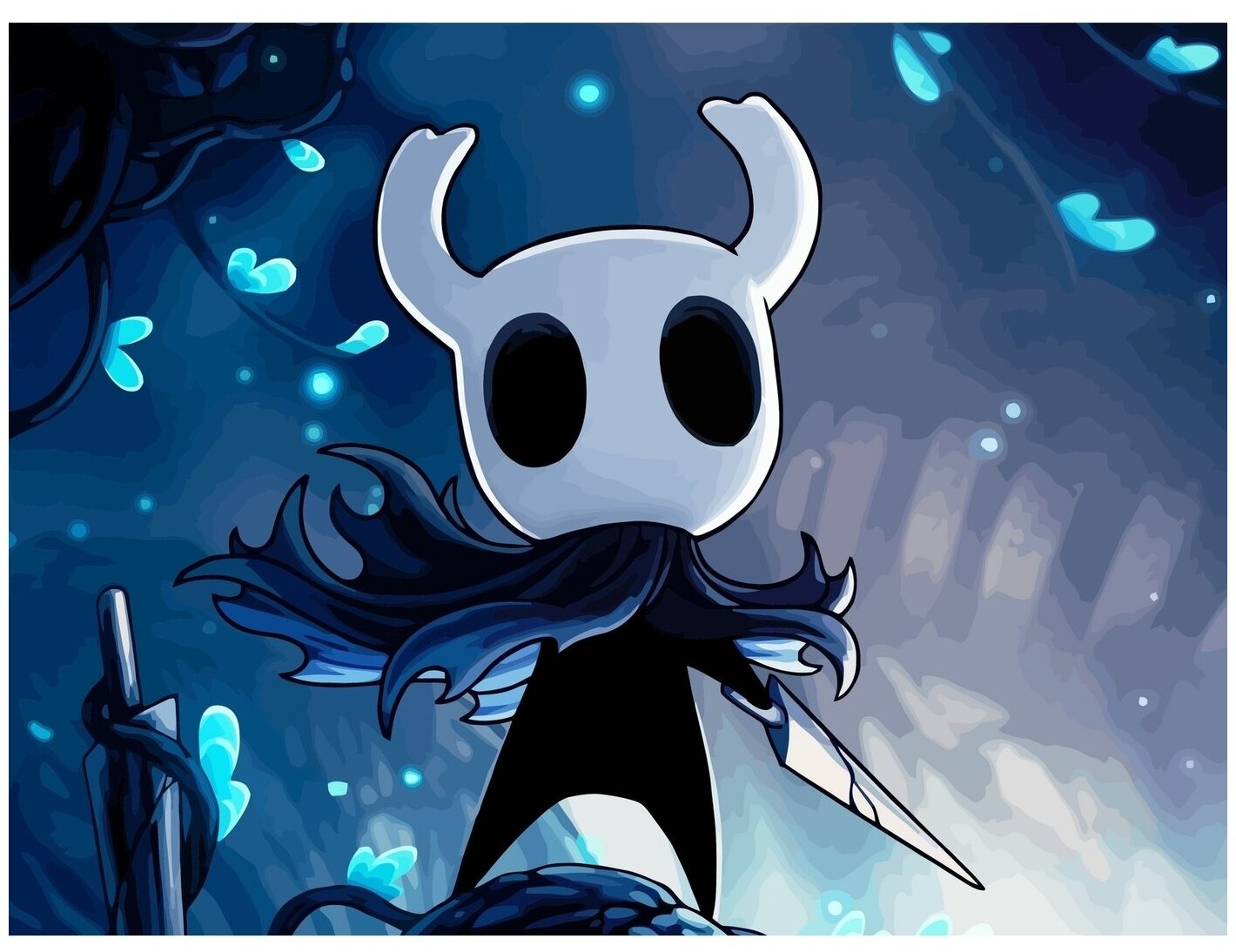 Картина по номерам на холсте Hollow knight рыцарь - 2 40 х 30