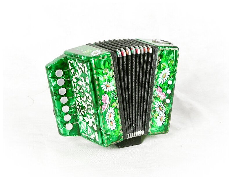 GN-25-GR Гармонь сувенирная "Кроха", зеленая, 7х3-I, Тульская Гармонь