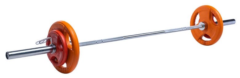 Олимпийская штанга обрезиненная с 3-х хватными блинами 60 кг Voitto V-305, цветная