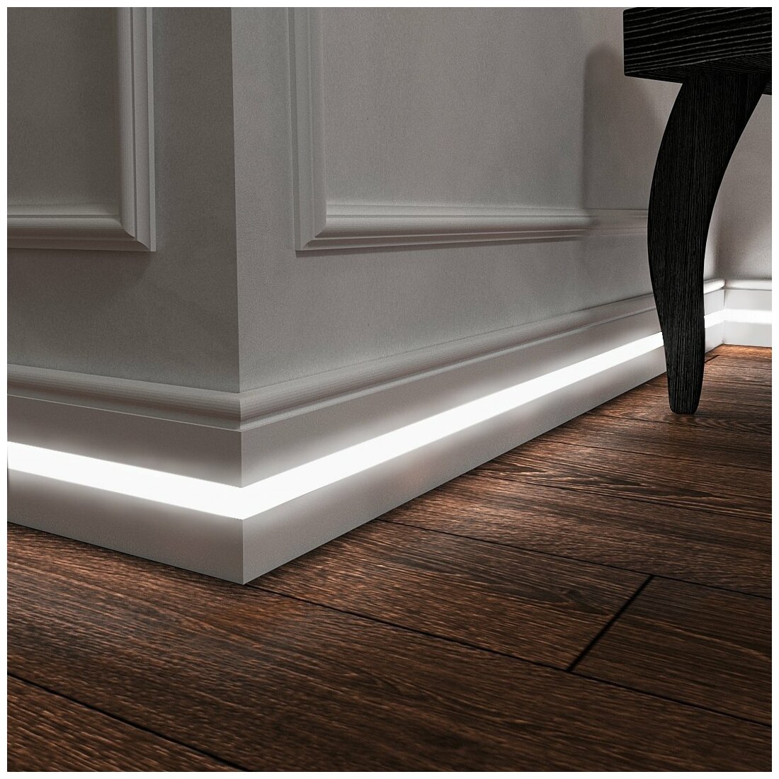 Плинтус для подсветки LED Evrowood арт. pn030led (80 x 16 x 2000 мм.)