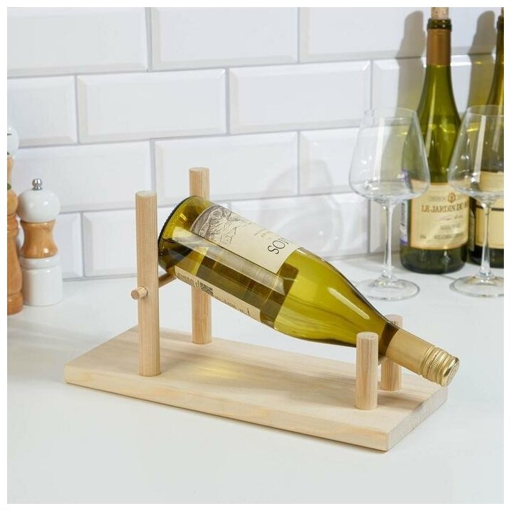 Полка подставка под бутылку, цвет натуральный, держателям для бутылок вина, дерево