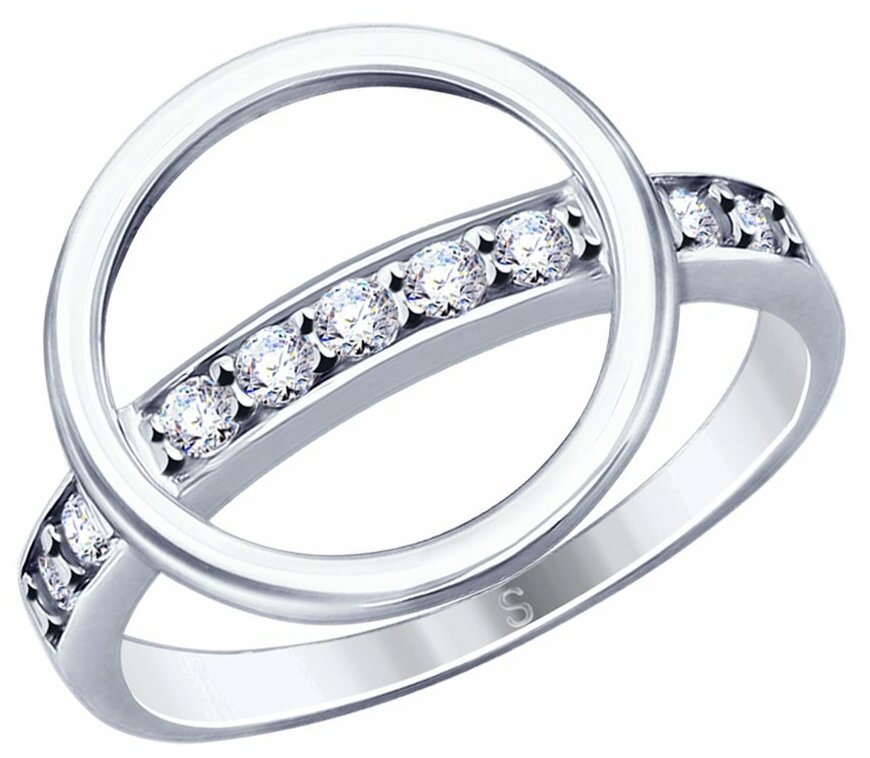 Кольцо, серебро, 925 проба, родирование, фианит