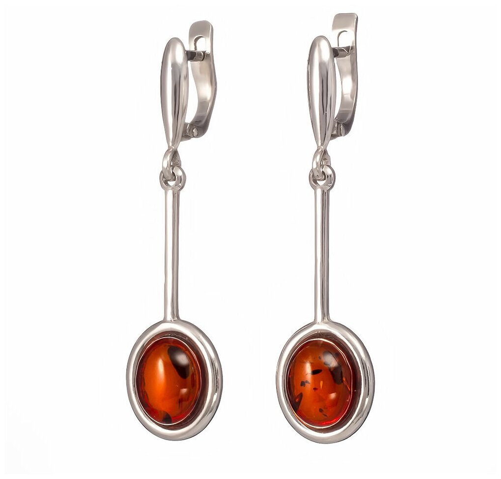 Серьги, серебро, 925 проба, янтарь