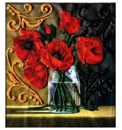 Набор вышивки бисером "Маковый букет", 19x21,5 см, Вышиваем бисером