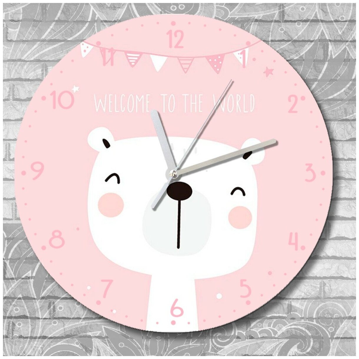 Настенные часы УФ детское животные медведь новорожденному милота - 3266