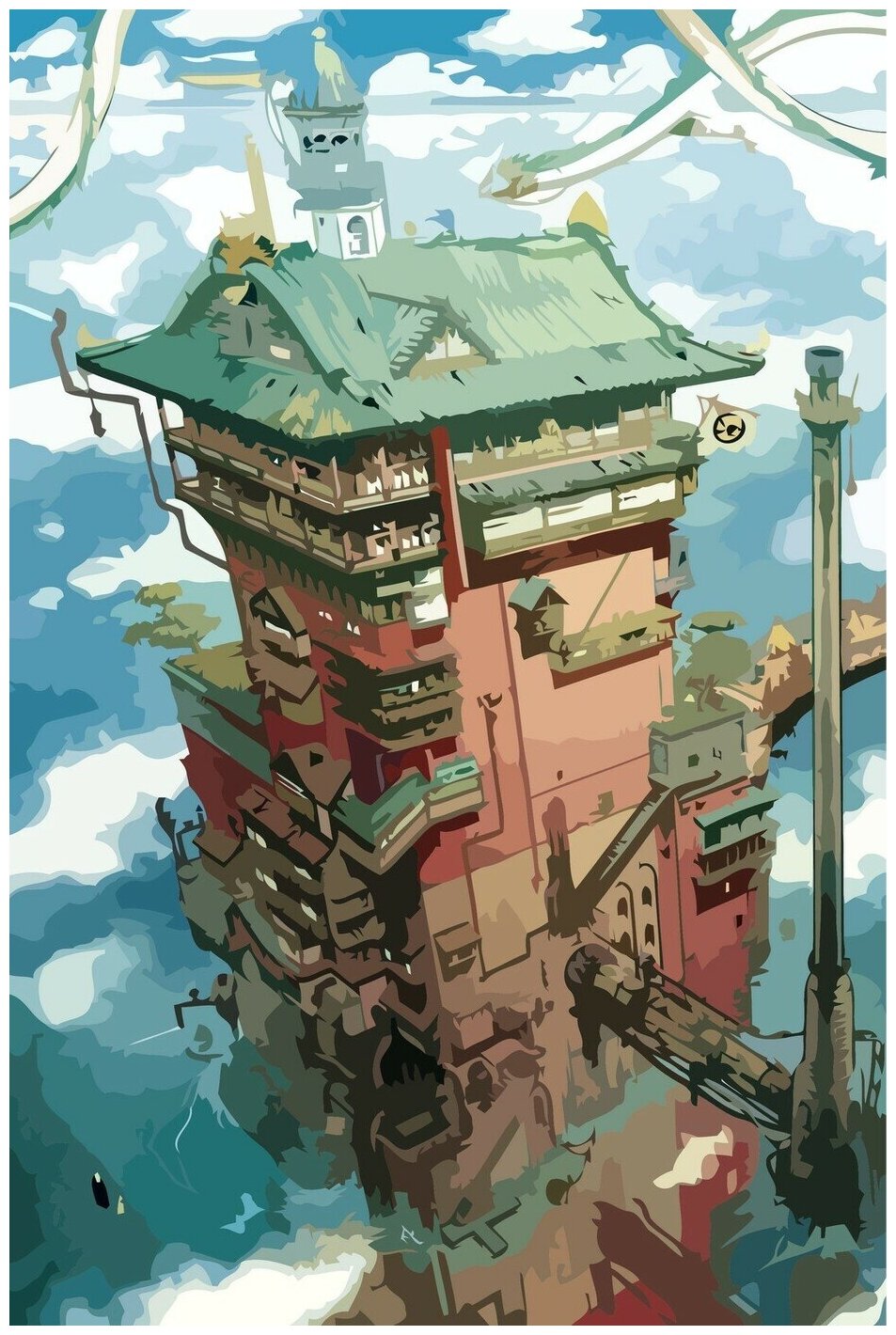 Картина по номерам на холсте аниме унесенные призраками японский пейзаж - 1920 40X60