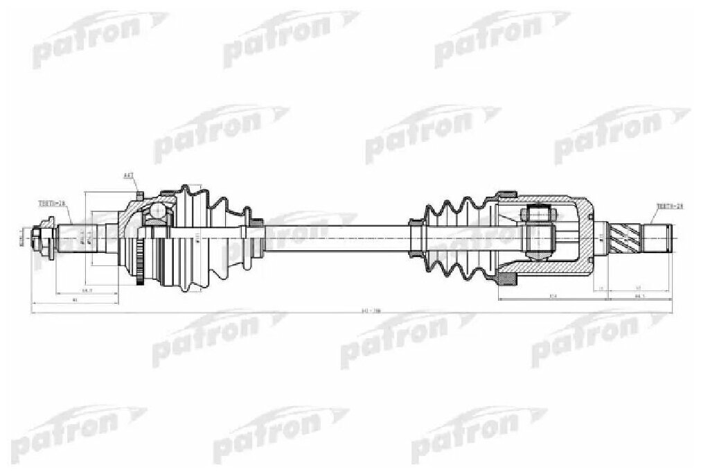 Полуось привода лев FORD FUSION 06 09 MAZDA 6 03 08 MERCURY MILAN 06 09 PATRON PDS3926