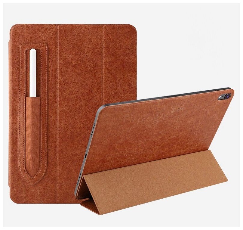 Чехол MyPads для iPad Pro 10.5 (A1701 / A1709) / iPad Air 2019 с держателем для стилуса премиум класса из натуральной кожи коричневый