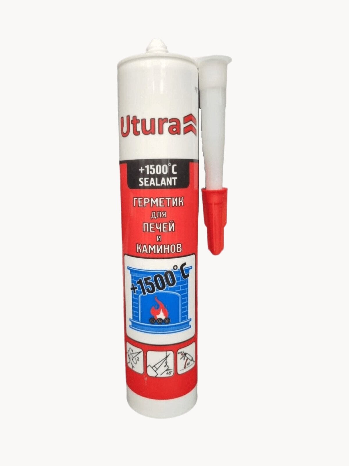 Герметик для печей и каминов Utura огнестойкий до 1500 °C силикатный 280 мл черный огнеупорный