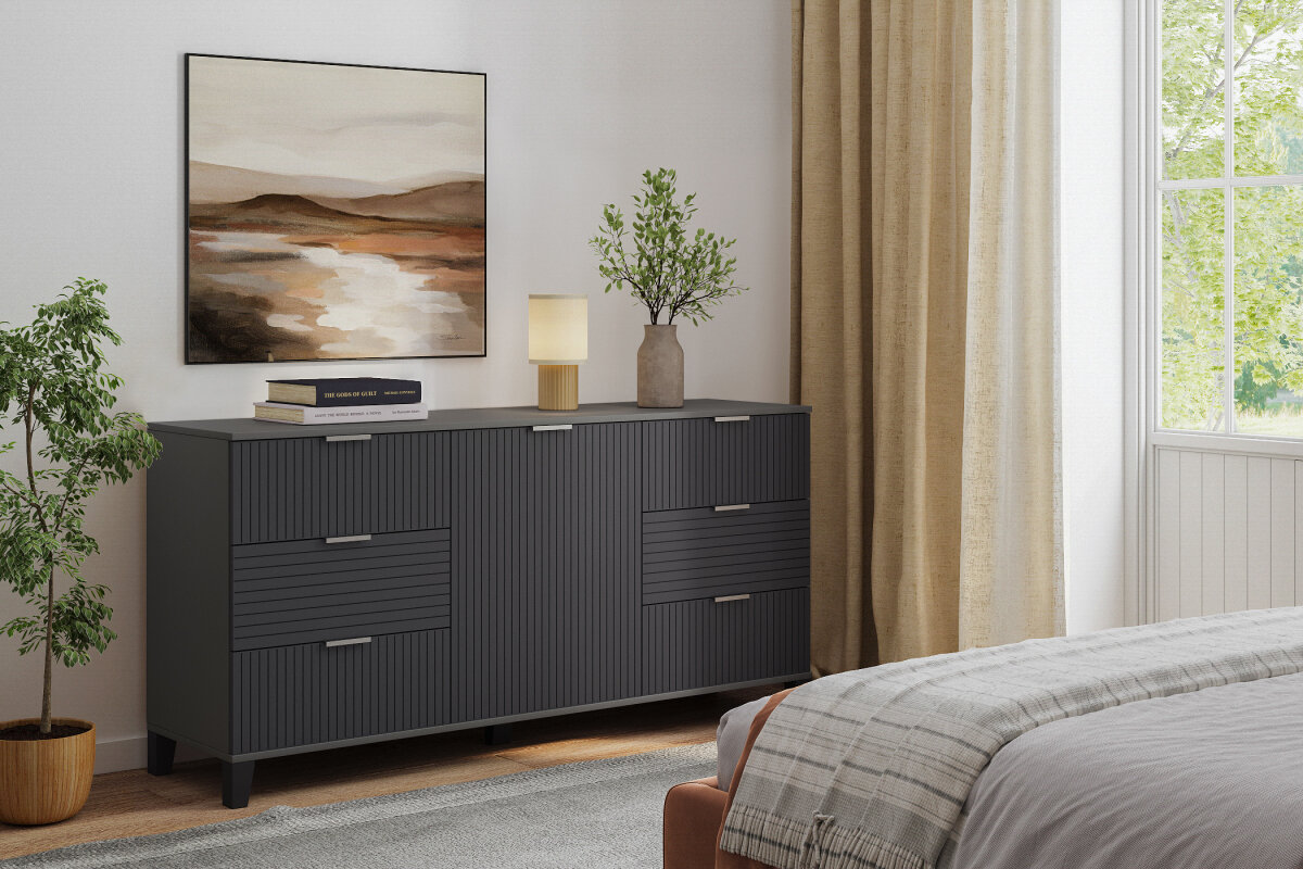 Комод Марвин 33 фрезеровка 8 Графит для документов для книг для обуви для одежды для посуды 150*70*40