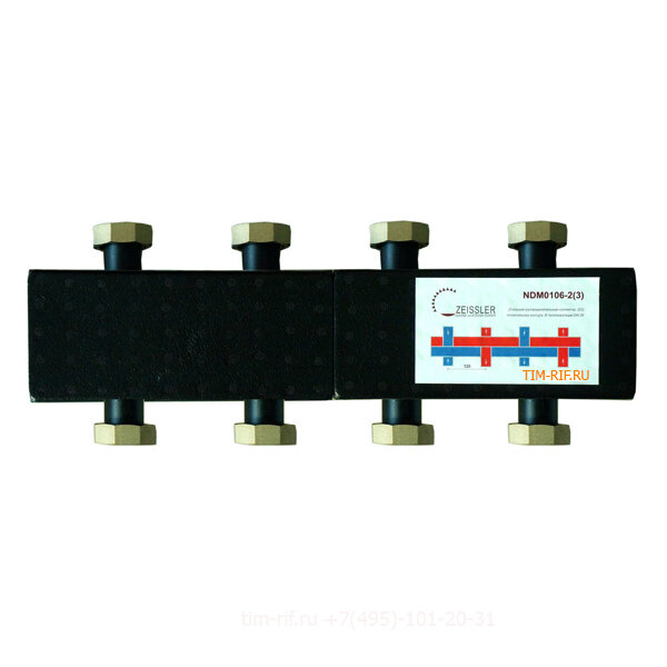 Стальной распределительный коллектор 2(3) отопительного контура в теплоизоляции 1 1/2" TIM NDM0106-2(3)