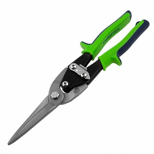 Сибртех Ножницы по металлу, удлиненные, 285 мм, пряморежущие, двухкомпонентные обрезиненные рукоятки , , 78339