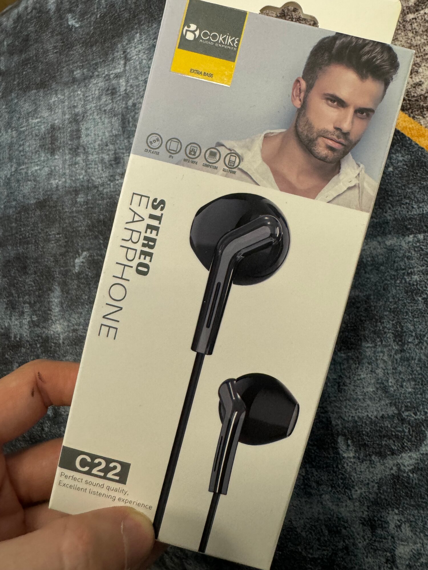 Проводные наушники капельки с микрофоном Cokike C22 (95 Дцб / 130см / 16 Ом) разъем 3.5мм для старых телефонов