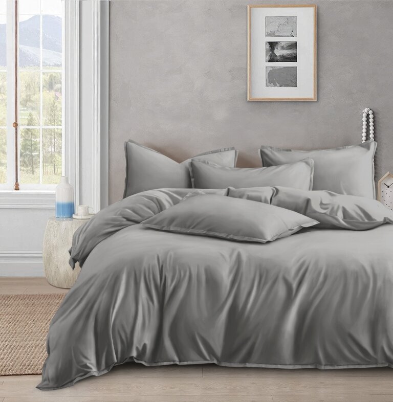 Постельное Белье 1,5-спальное Однотонный Сатин 70х70-2шт ОCA-1-004-Серый АльВиТек