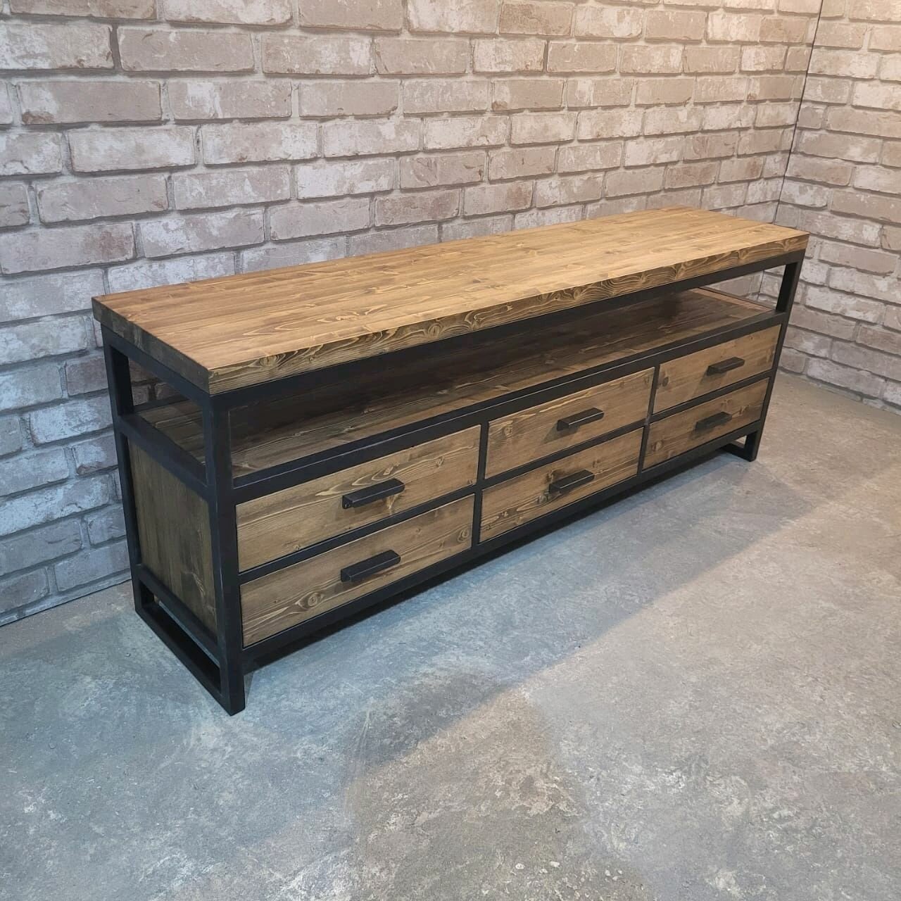 Тумба лофт под телевизор Raka-52, с 6 ящиками, для одежды, для гостиной, для офиса, для прихожей, для спальни