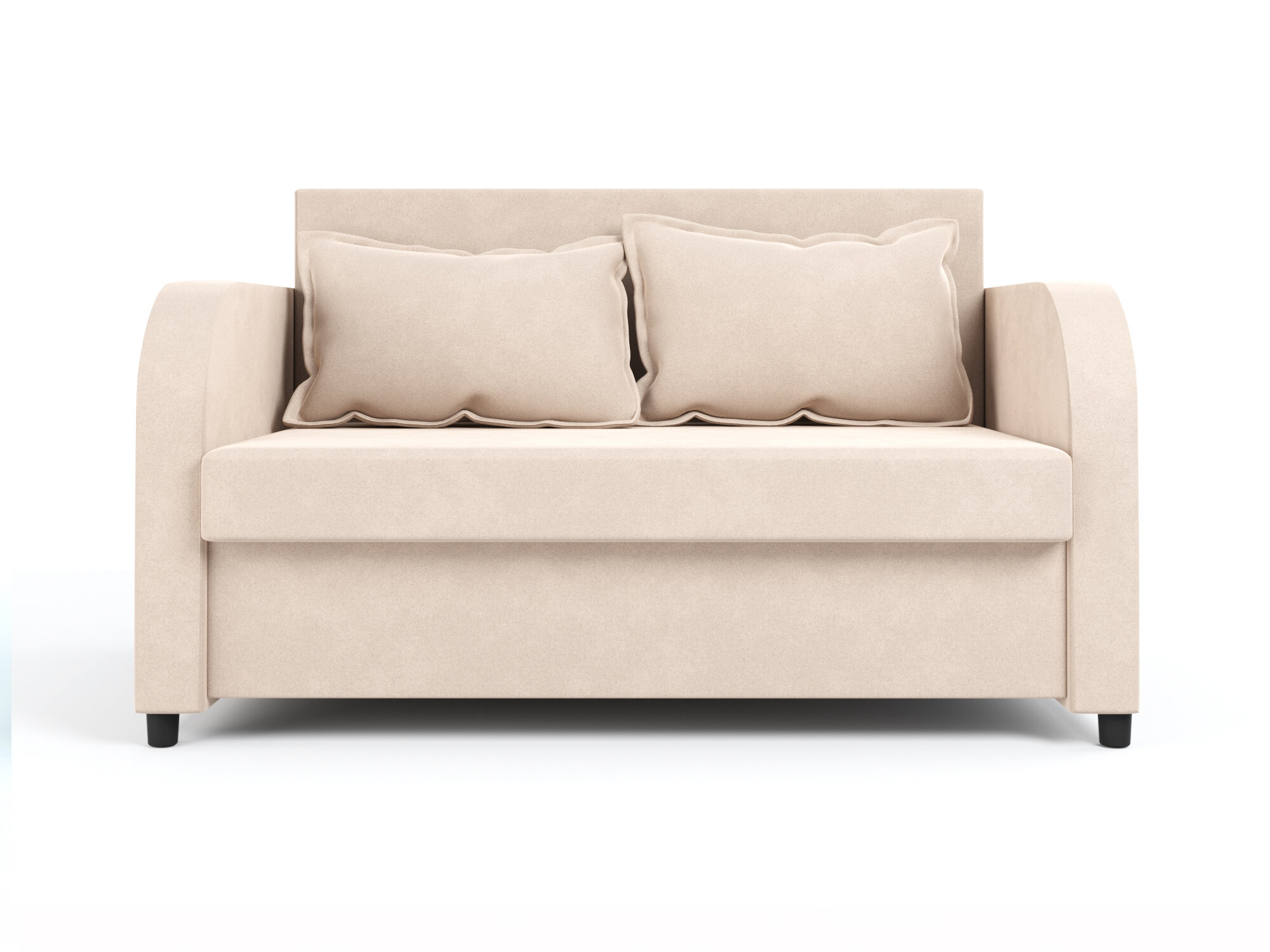 Диван MebelVia Бали 2, современный стиль, кремовый велюр, еврокнижка, 136х196х86 см