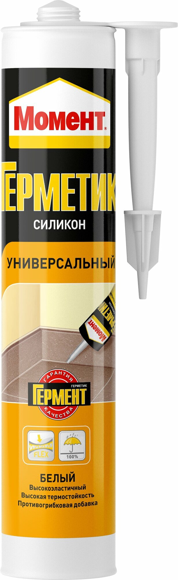 Герметик силиконовый Момент универсальный, 280 мл, белый, 1 шт