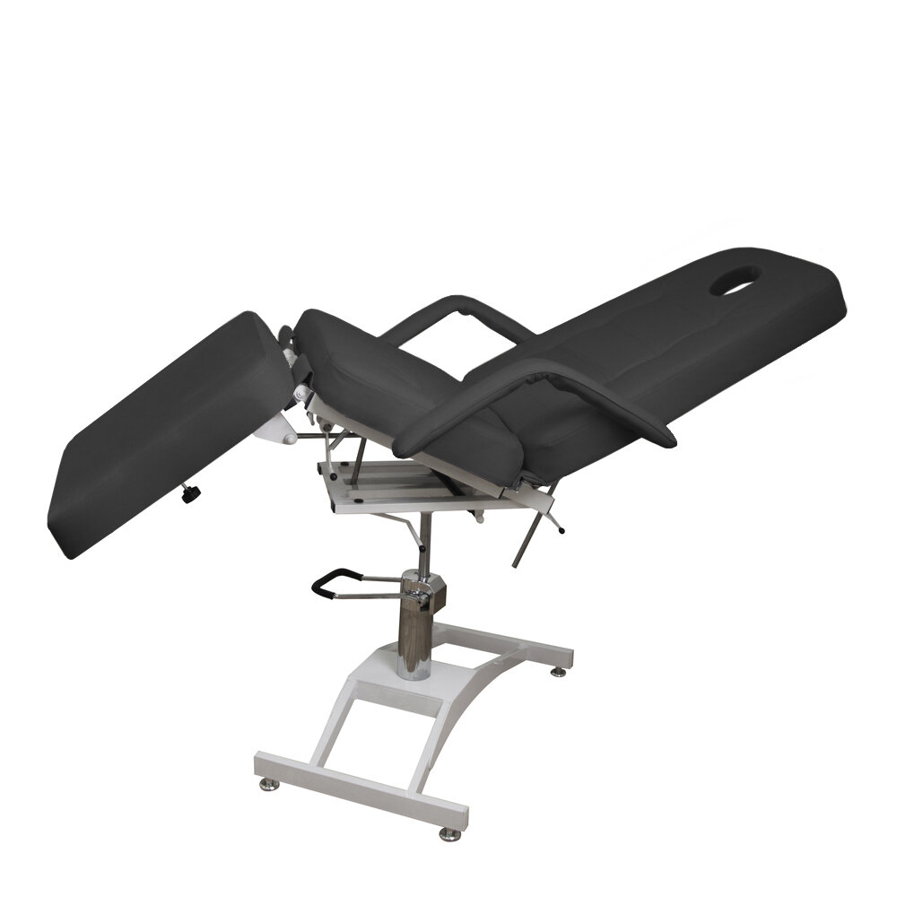 Кресло косметологическое Гармония-1 макси с вырезом для лица обивка черная Люкс-2/кушетка для косметолога, для тату