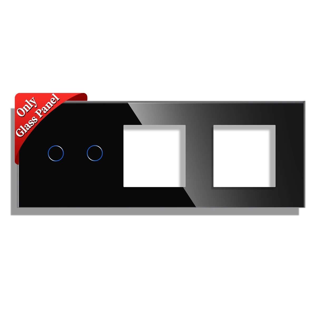 Bingoelec Рамка сенсорного переключателя из закалённого стекла Black 2 Gang Frame