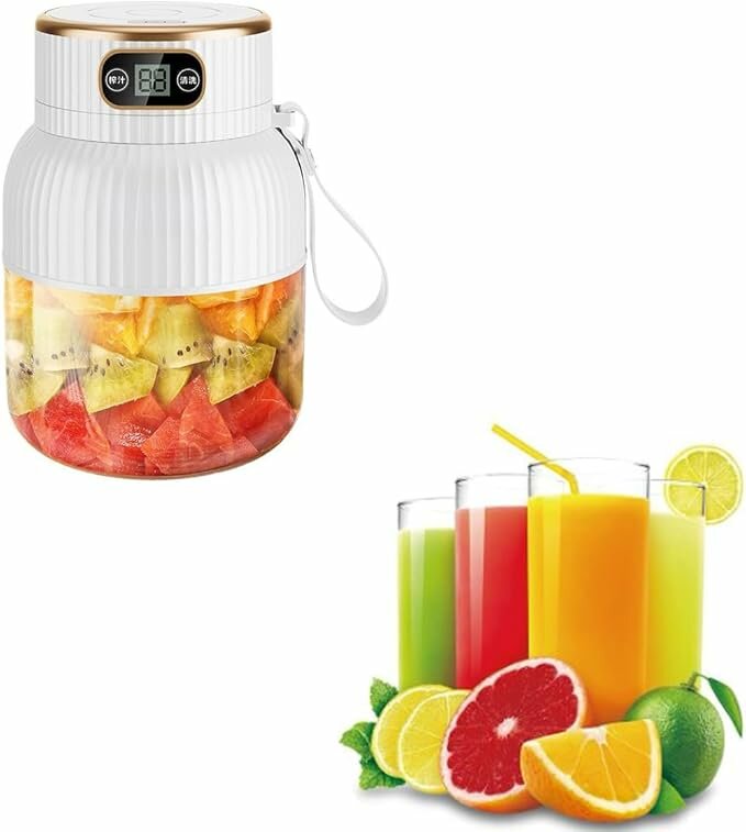 Портативный блендер USB перезаряжаемый, персональный соковыжималка блендер чашка, мини блендер портативный блендер для коктейлей и смузи, бытовой фруктовый миксер для спорта путешествия (белый)