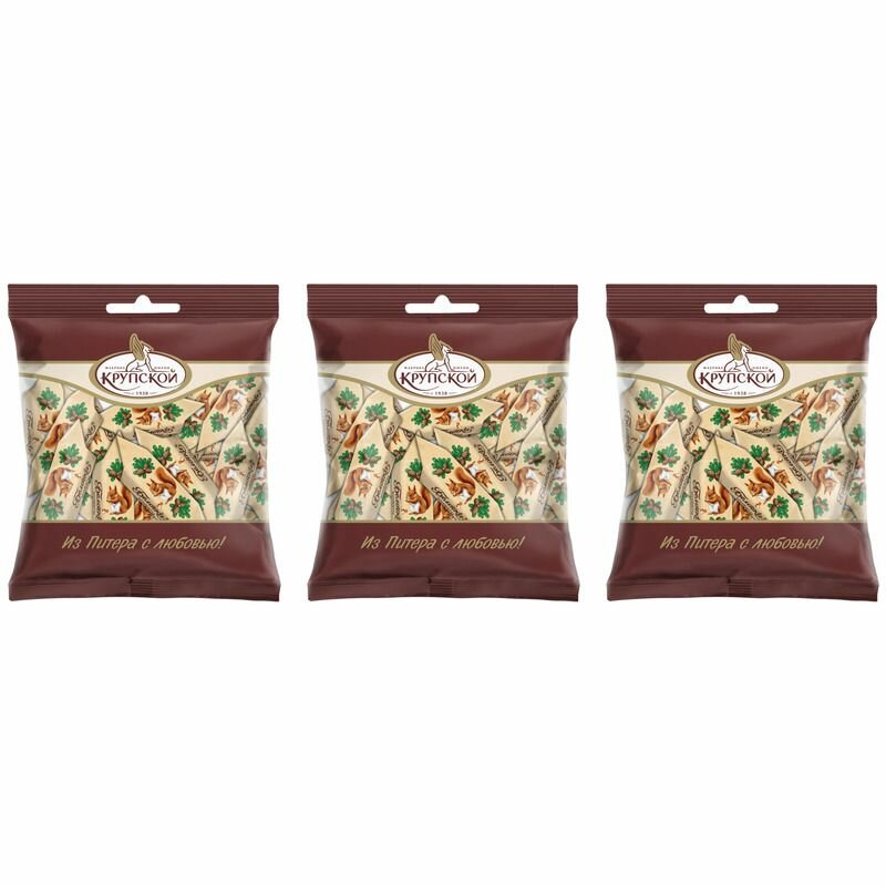 Фабрика им. Крупской Шоколадные конфеты Белочка, 200 г, 3 уп