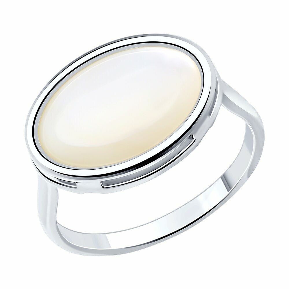 Кольцо, серебро, 925 проба, родирование, перламутр