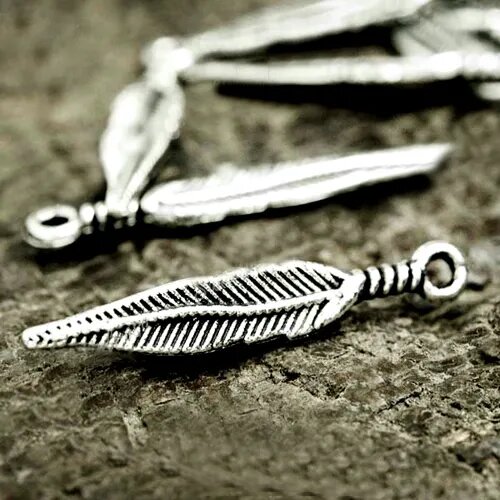 Подвеска Кинжал Перо, цвет серебристый, размер 29х5 мм, цена за 20 штук