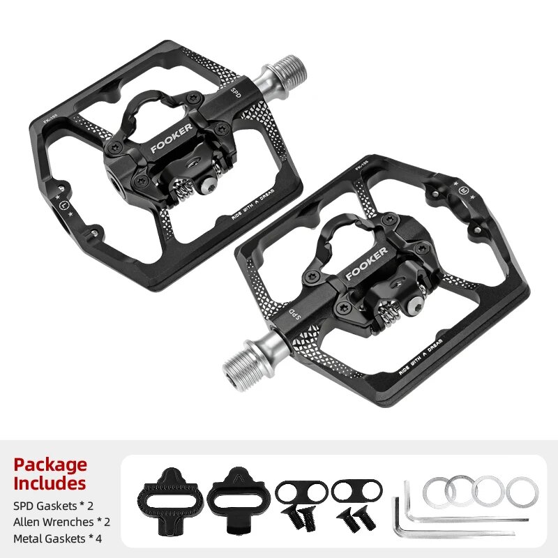 Самоблокирующиеся педали MZYRH FK-155 3 подшипника черные Черный, FK-155 black