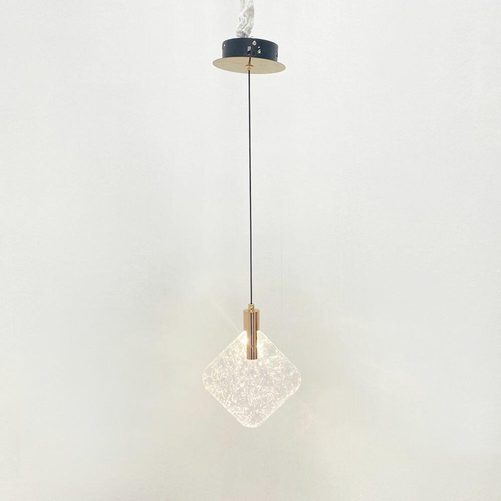 Подвесной светодиодный светильник золотой, регулируемая высота