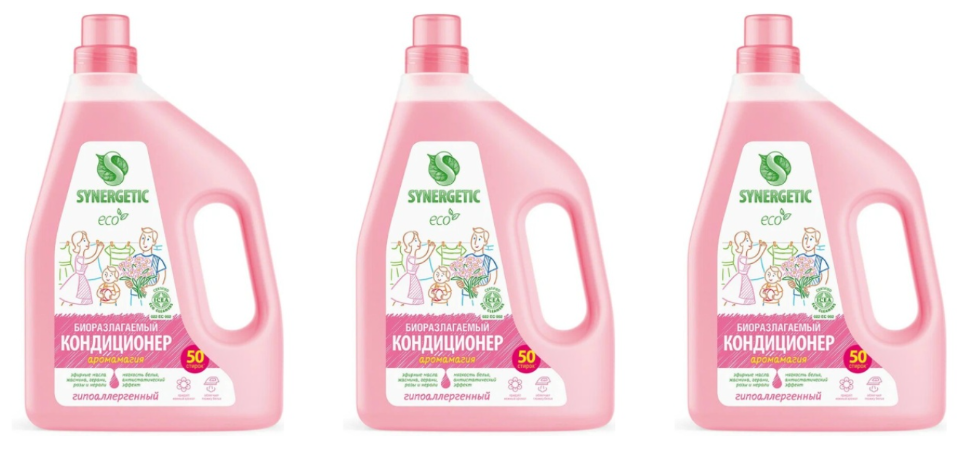 Кондиционер для белья Synergetic Аромамагия, 1,5л, 3 шт