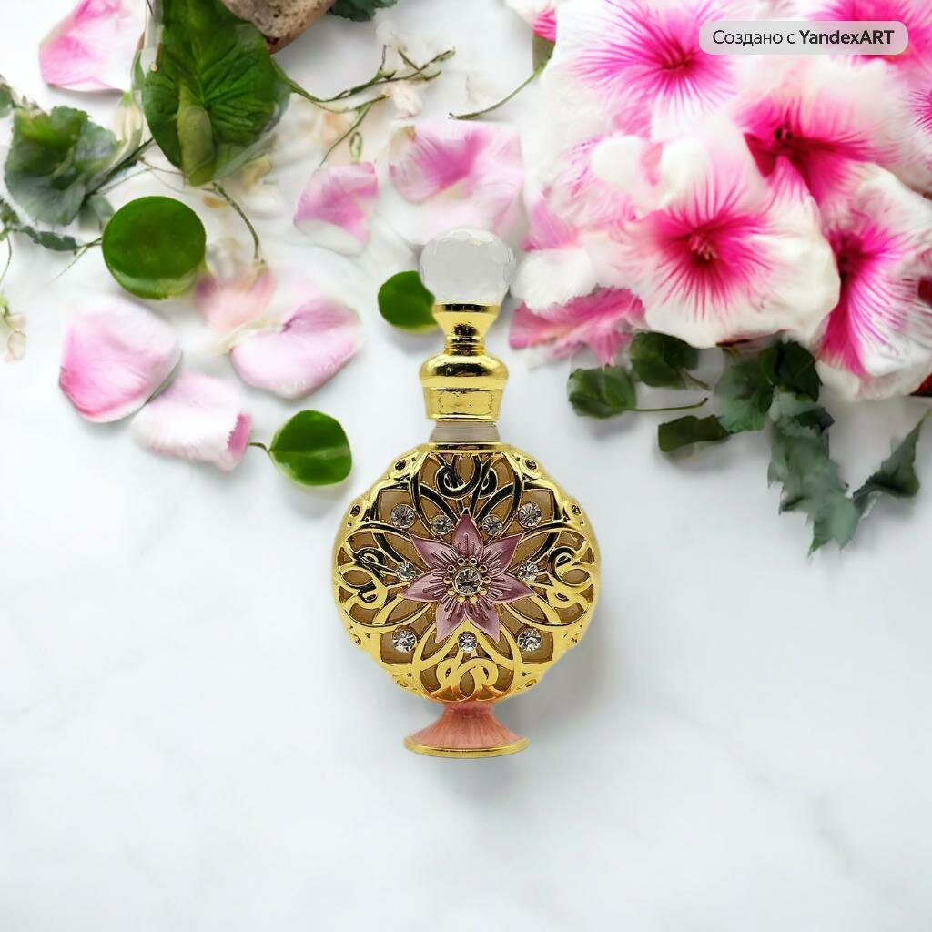 Флакон для масляных духов Цветок 8мл, цвет: розовый, золотой