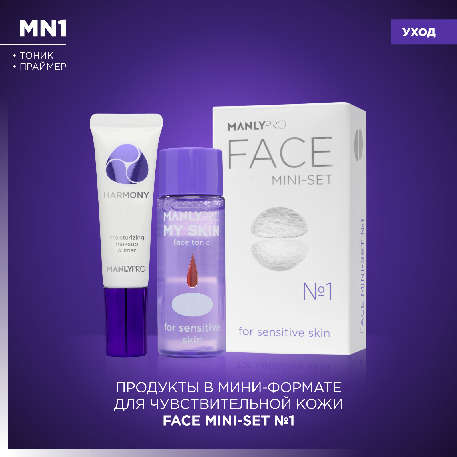 Набор уходовой косметики MANLY PRO FACE, для всех типов кожи, увлажняющий, 15+30 мл