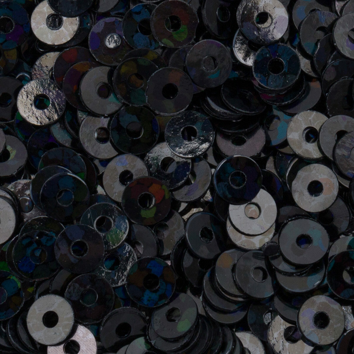 Пайетки для рукоделия пришивные плоские, 3 мм, 10 г*10 упак, Astra&Craft (А50 черный голограмма)