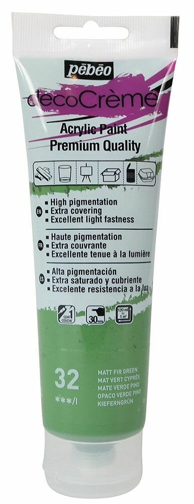 PEBEO decoCreme краска акриловая кремовая матовая 120 мл, Зеленая хвоя 089032