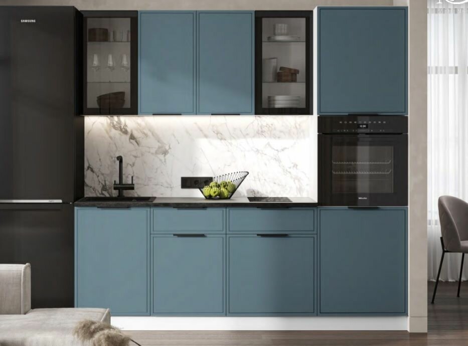 Кухонный гарнитур Николь Браш Блю 2,2 м