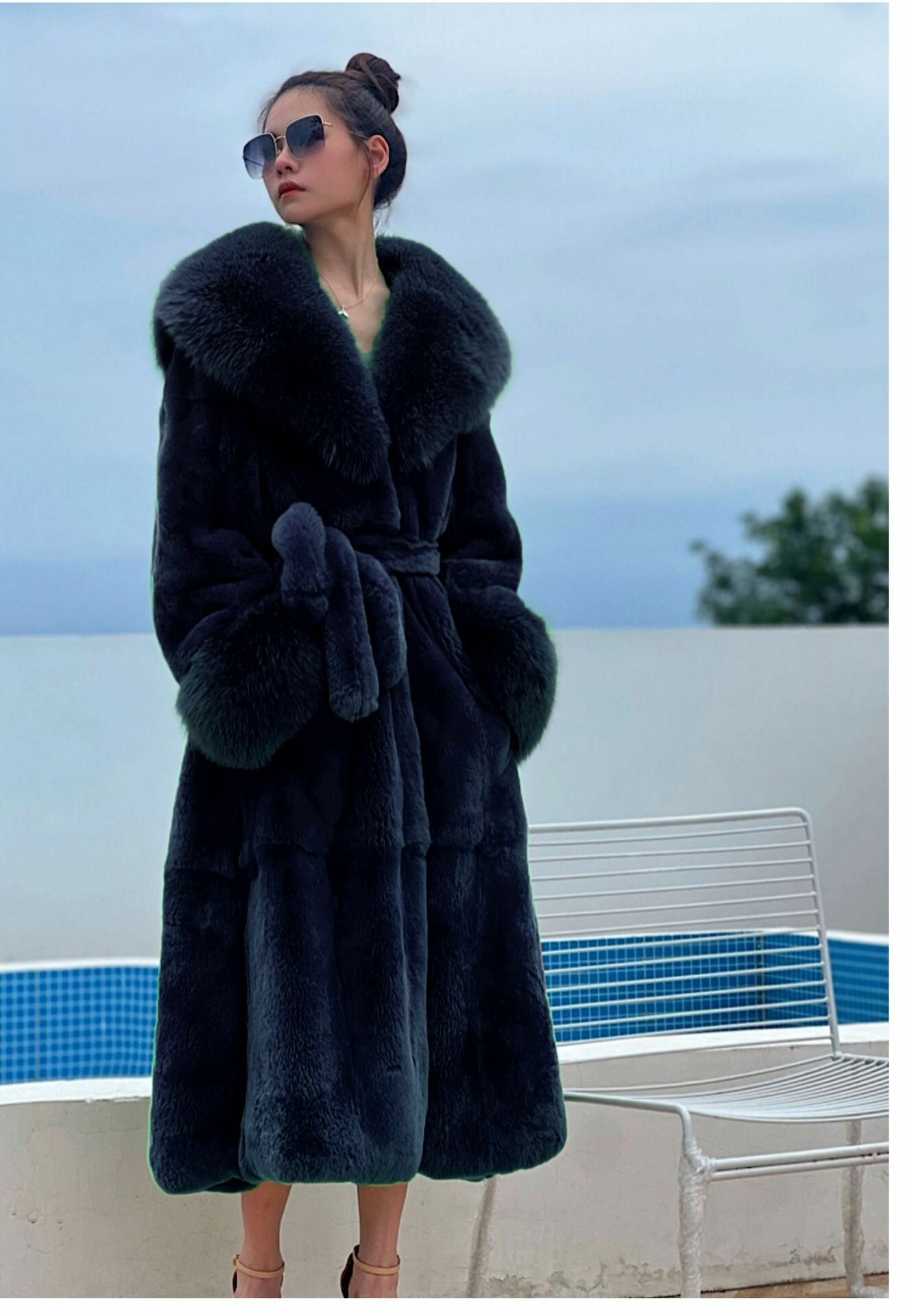 Шуба, размер 56, navy blue — фото 1