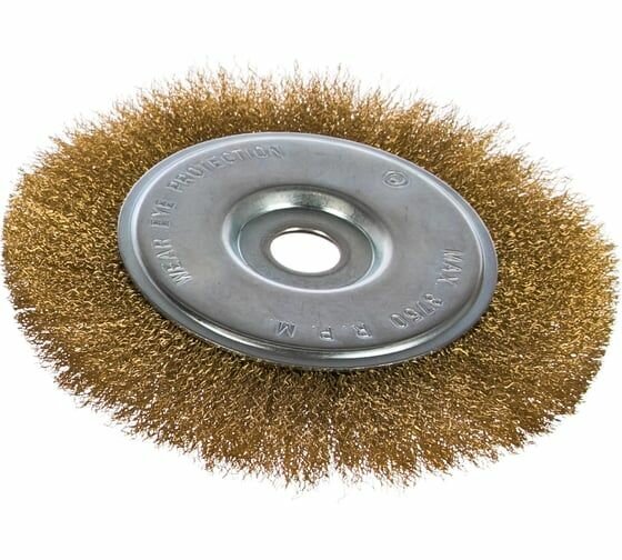 Щетка крацовка дисковая, латунированная стальная проволока, посадочный d 22,2 мм, 200мм