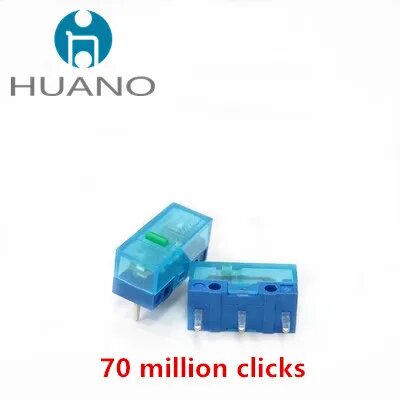 2 шт. микропереключатели мыши HUANO черный, синий 2 Transparent Green