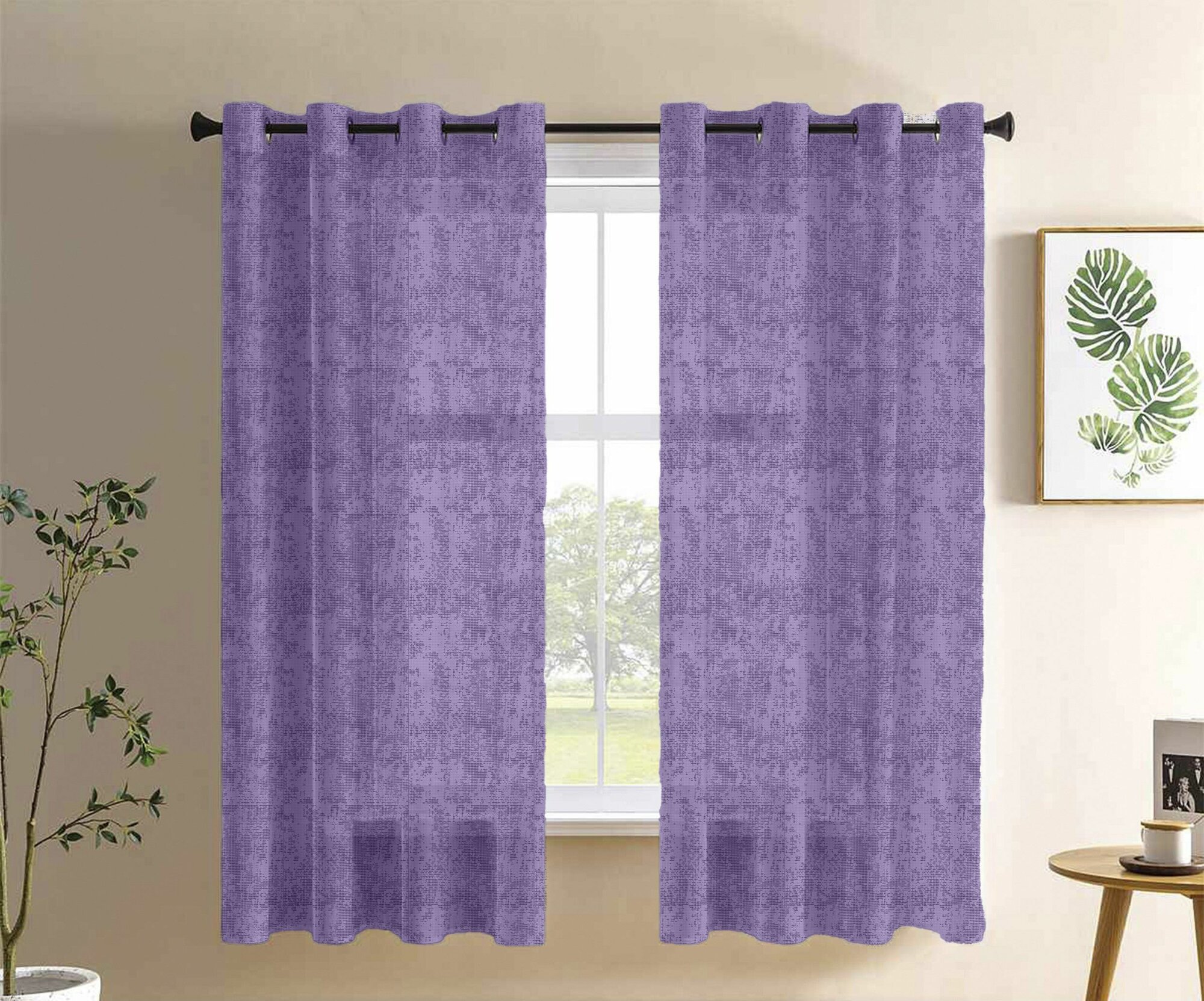 Короткий тюль на люверсах для кухни с рисунком под мрамор высота 180 см арт Т-МРАМОР-Л-248 цвет сиреневый