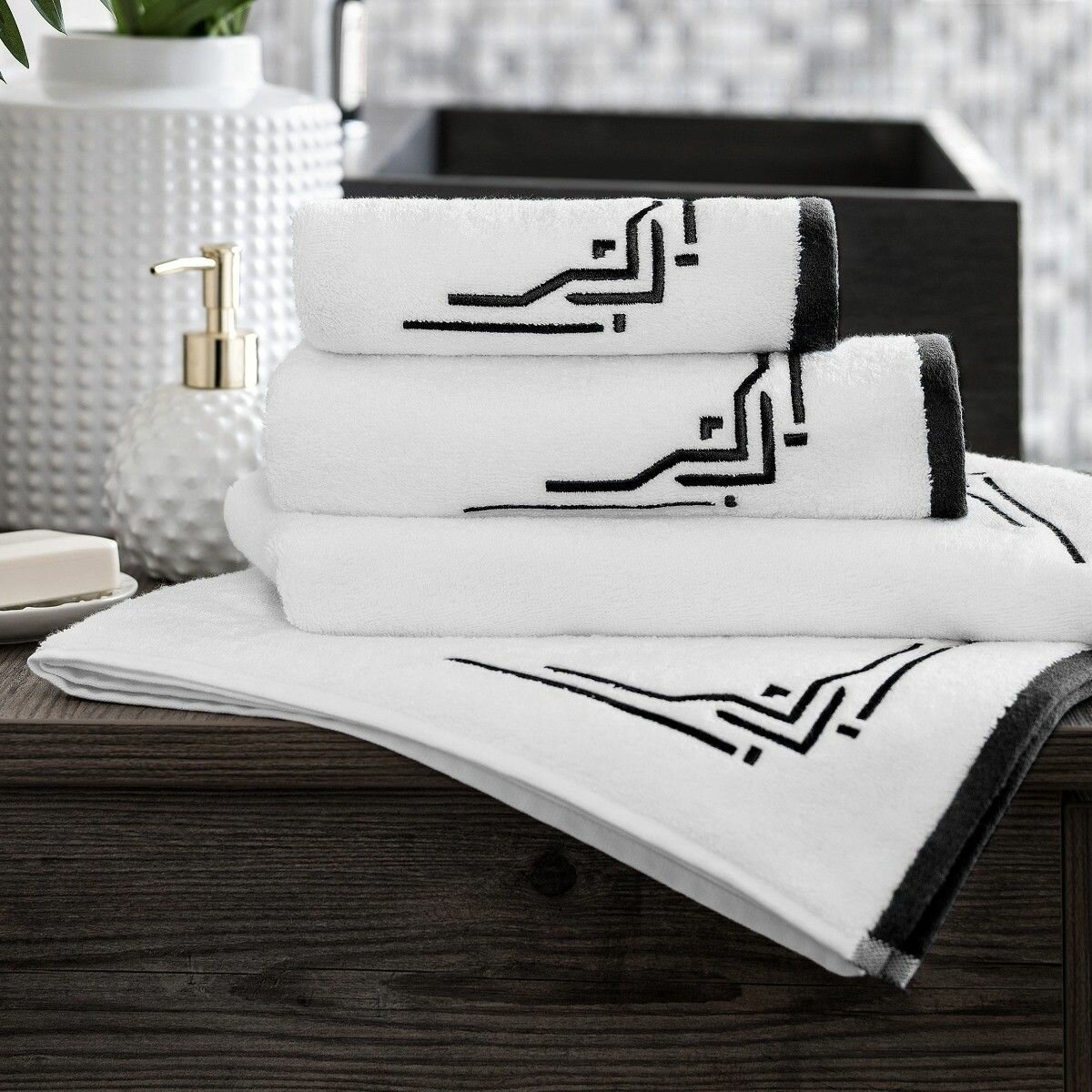 Джаспер бел-черн Полотенце 50х100, 100% хлопок